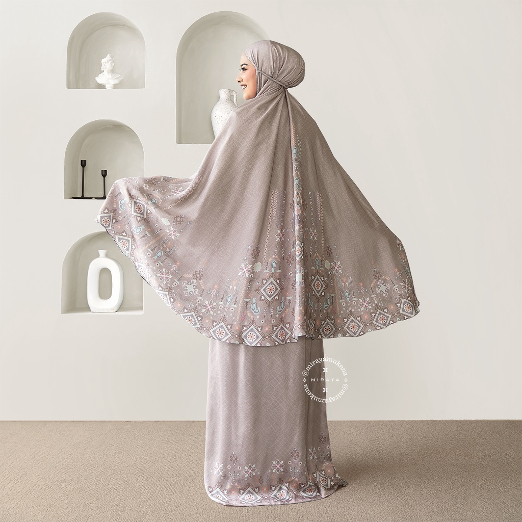 Jual Mukena Travel Printing Miraya Folk Taupe | Shopee Indonesia
