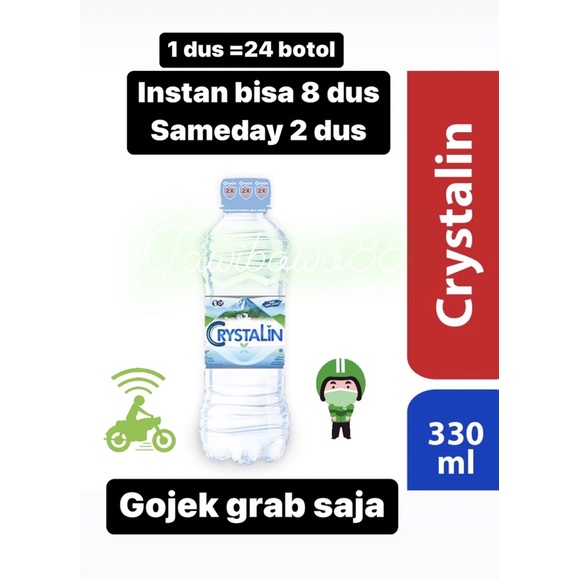 Jual crystalin 330 ml Crystalline air mineral (1pack=24botol) GOJEK GRAB ONLY | Shopee Indonesia
