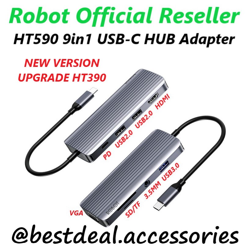 Jual Robot HT590 9in1 USB-C HUB HDMI VGA Adapter USB3.0 Macbook - New ... Jual Robot HT590 9in1 USB-C HUB HDMI VGA Adapter USB3.0 Macbook - New ...