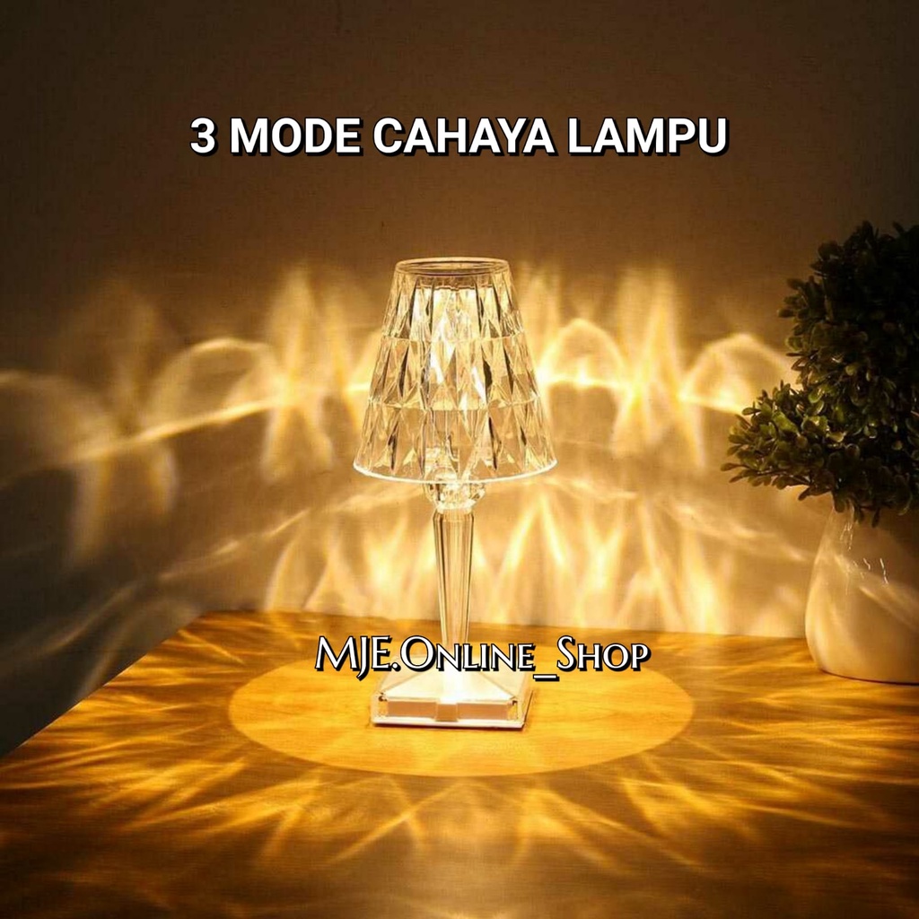 Jual LAMPU MEJA TIDUR LED CRYSTAL TABLE CHARGER 3 MODE CAHAYA LAMPU ...