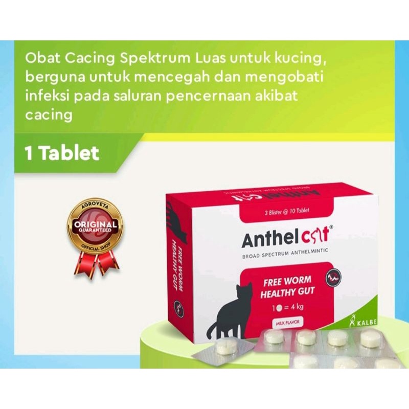 Jual Anthel Cat Obat Cacing Kucing By Kalbe ORIGINAL, Harga per Tablet ...