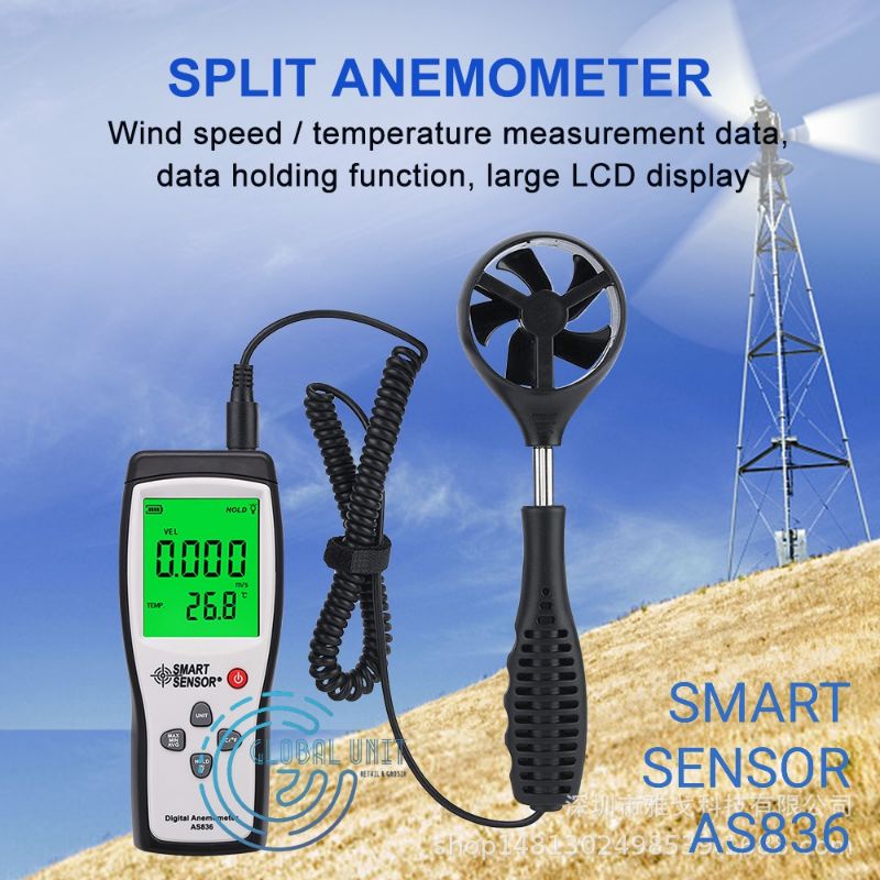 Jual Smart Sensor AS836 Digital Anemometer Wind Speed Air Temperature ...