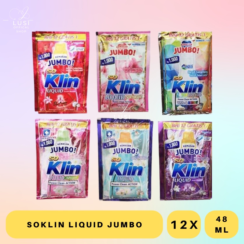 Jual SOKLIN LIQUID DETERGENT JUMBO CAIR SACHET ALL VARIANT WARNA 1 ...
