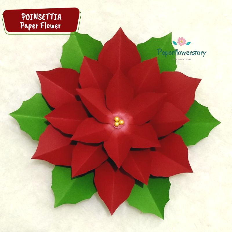 Jual Poinsettia Paper flower bunga kertas dekorasi backdrop natal Christmas decorations Paper ...