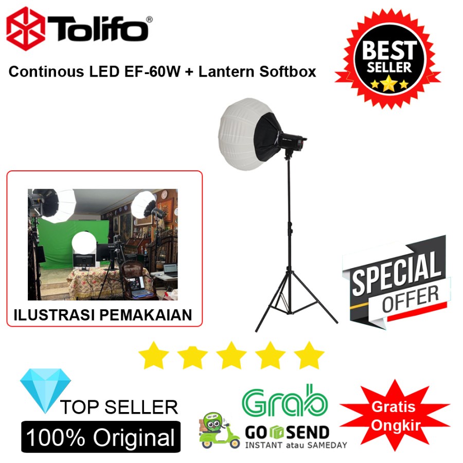 Jual Paket Lighting Tolifo EF60W + Lantern Softbox Stand- Equal Godox ...