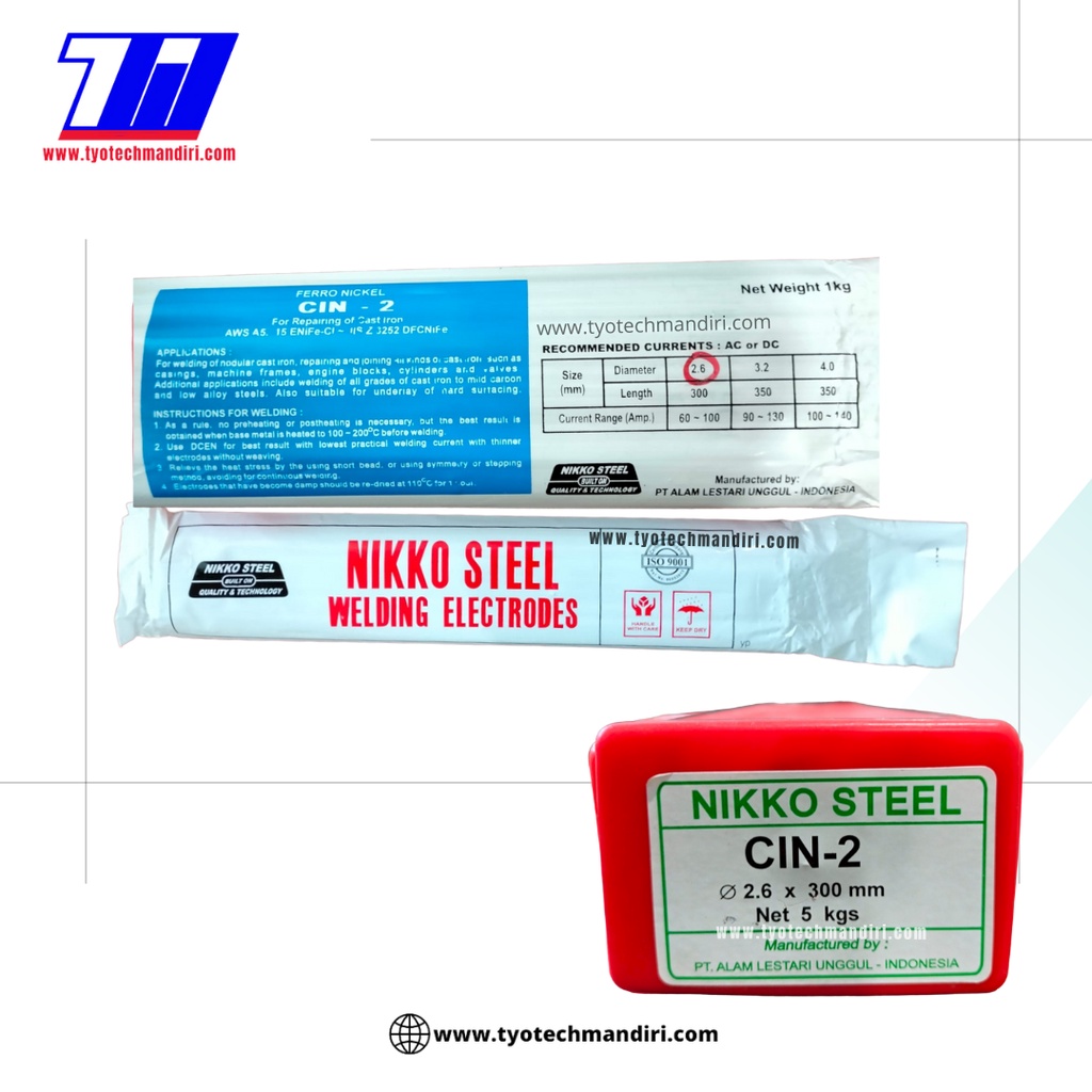 Jual Kawat Las NIKKO STEEL CIN-2 Diameter 2,6mm - 1 KG | Shopee Indonesia