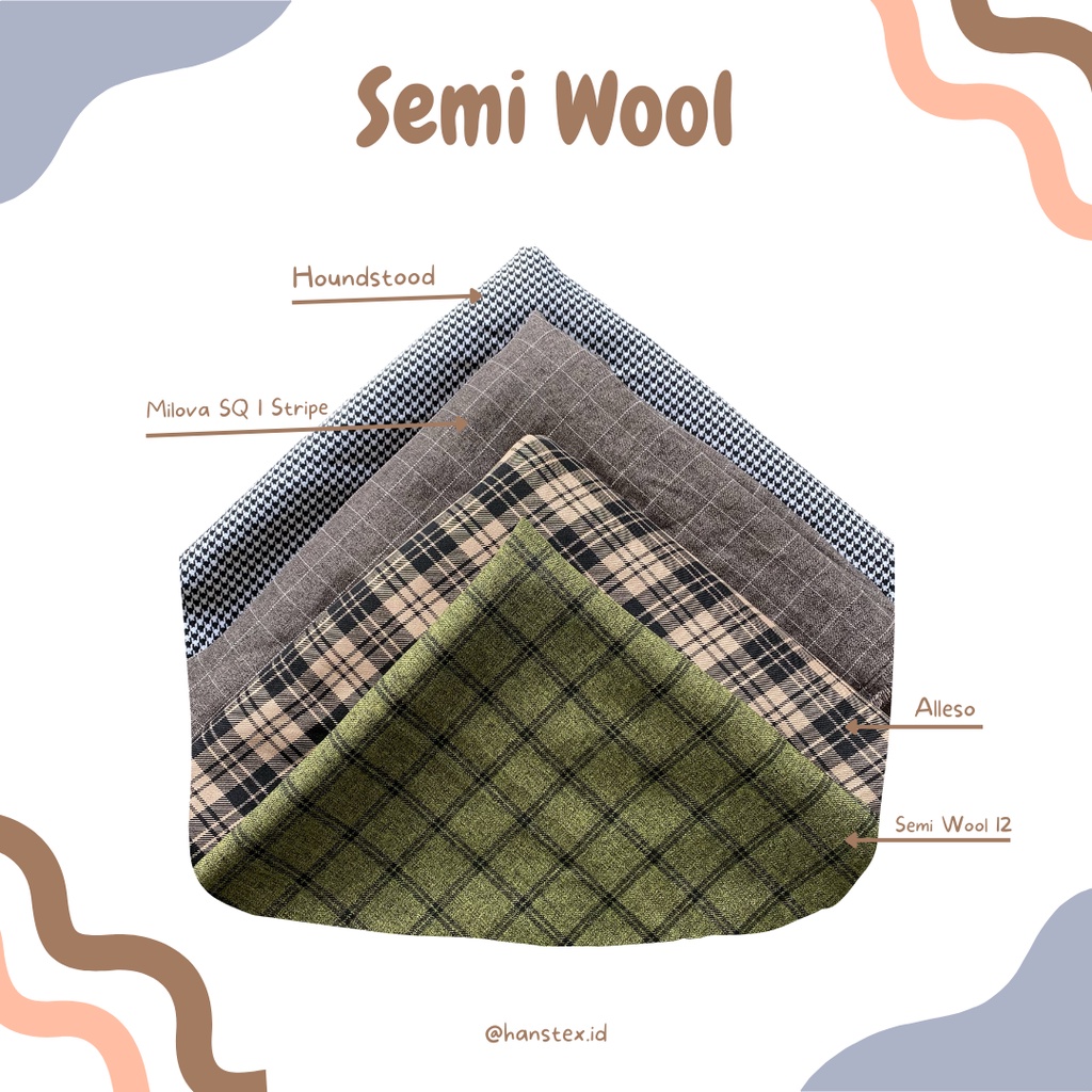 Jual [PREMIUM] Kain Semi Wool, Houndstooth, Milova HIGH QUALITY ...