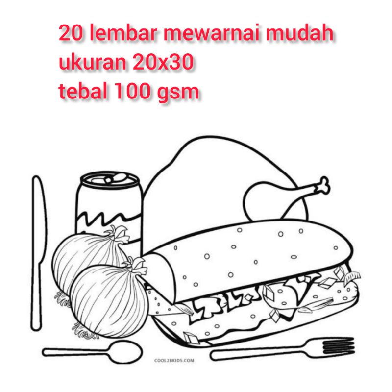 Jual LEMBAR MEWARNAI MAKANAN & MINUMAN (EASY) | Shopee Indonesia
