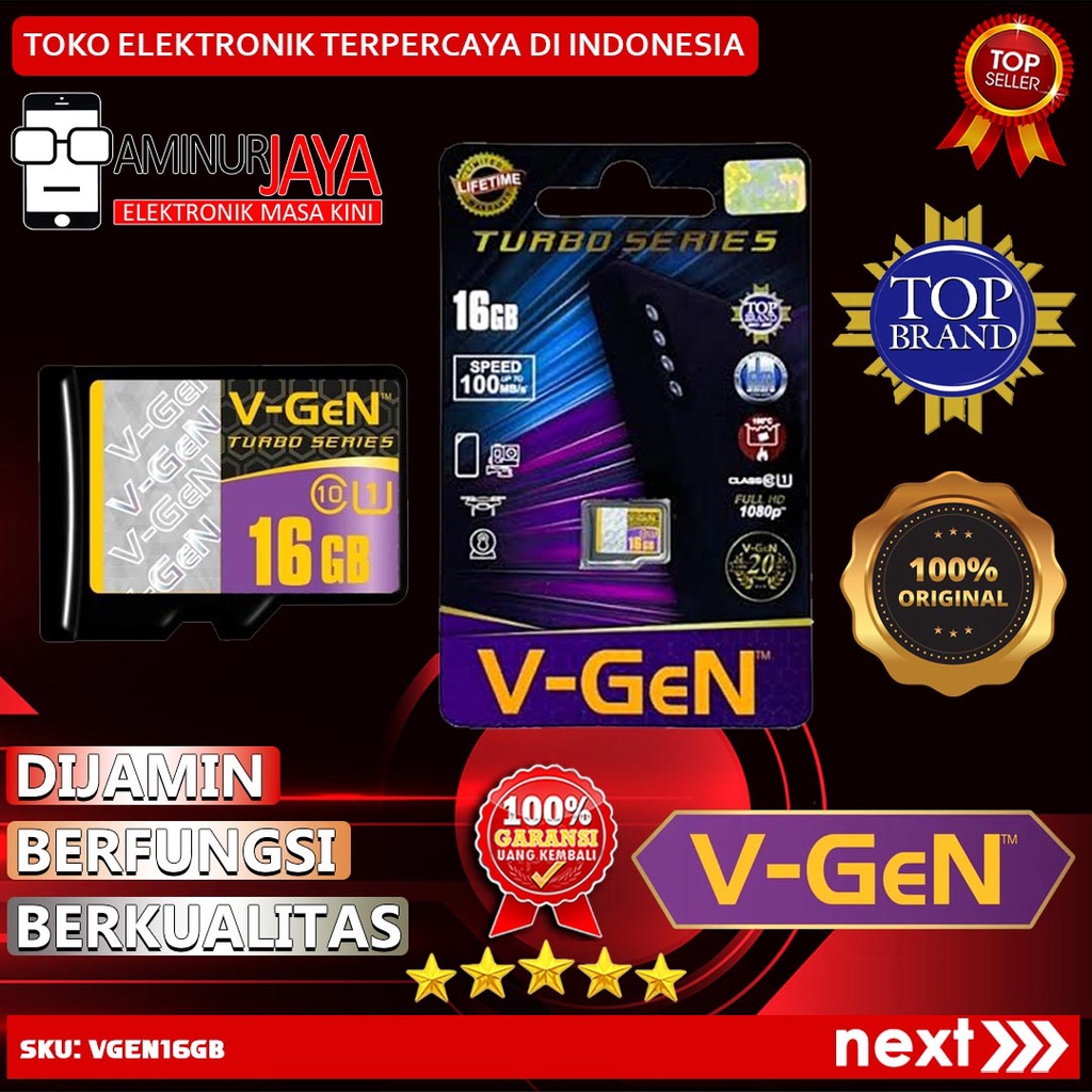 Jual Kartu Memory VGEN 16GB Turbo Series Class10 MMC Memori Card Micro ...
