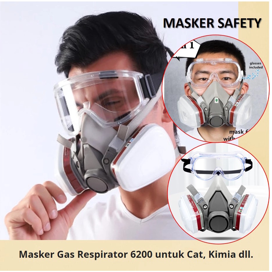 Jual [BISA COD] Masker Gas Cat Semprot 6200 Respirator Karbon Kartrid ...