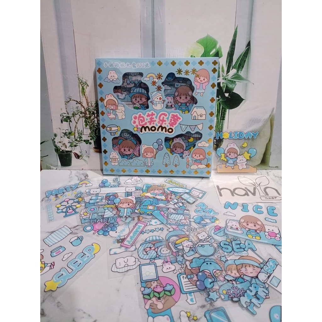 Jual Sticker Waterproof Sticker Momo Dapat Box Isi 100 Lembar STICKER ...