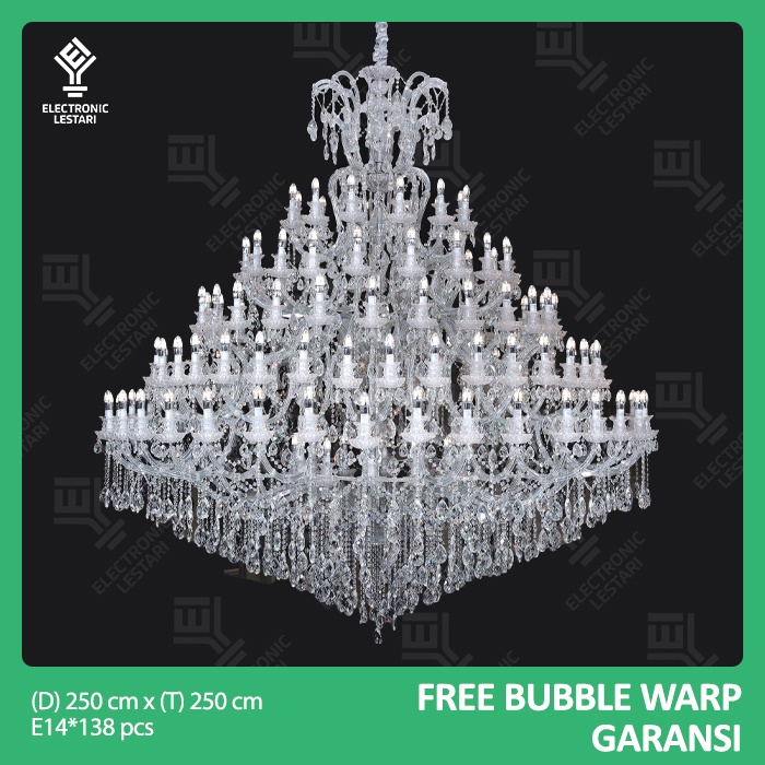 Jual Lampu Gantung Kristal Minimalis Void Tangga Ruang Tamu Hias Modern Hotel Ballroom Susun ...