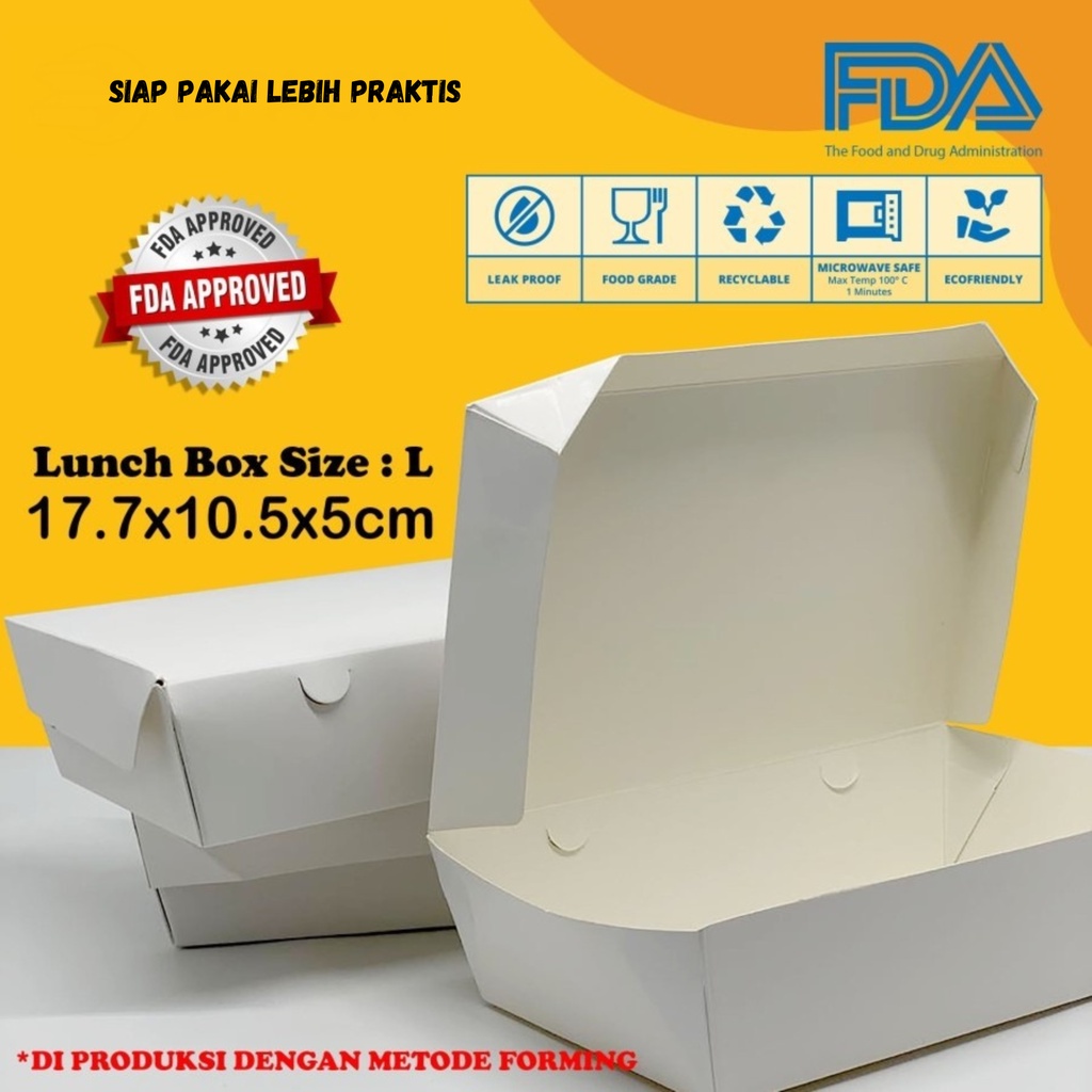 Jual Paper Lunch Box Ukuran L FoodGrade Kemasan Makanan Kotak Polos ...