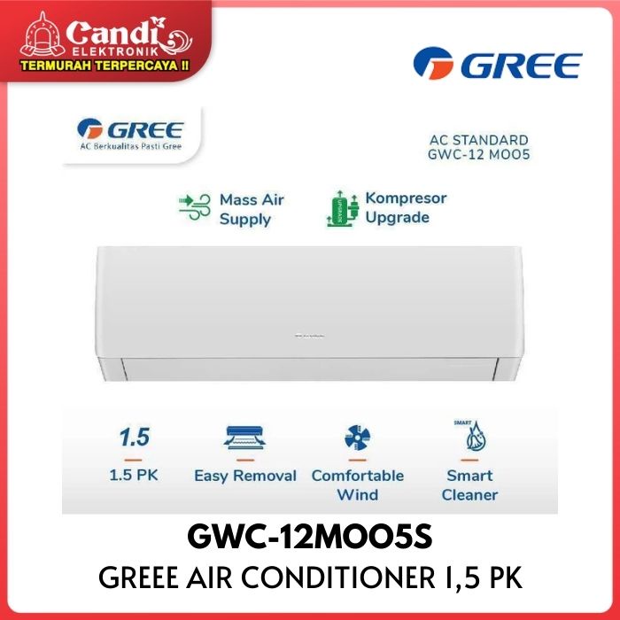 Jual GREE Air Conditioner AC Split Standart 1,5 PK GWC-12MOO5S | Shopee ...