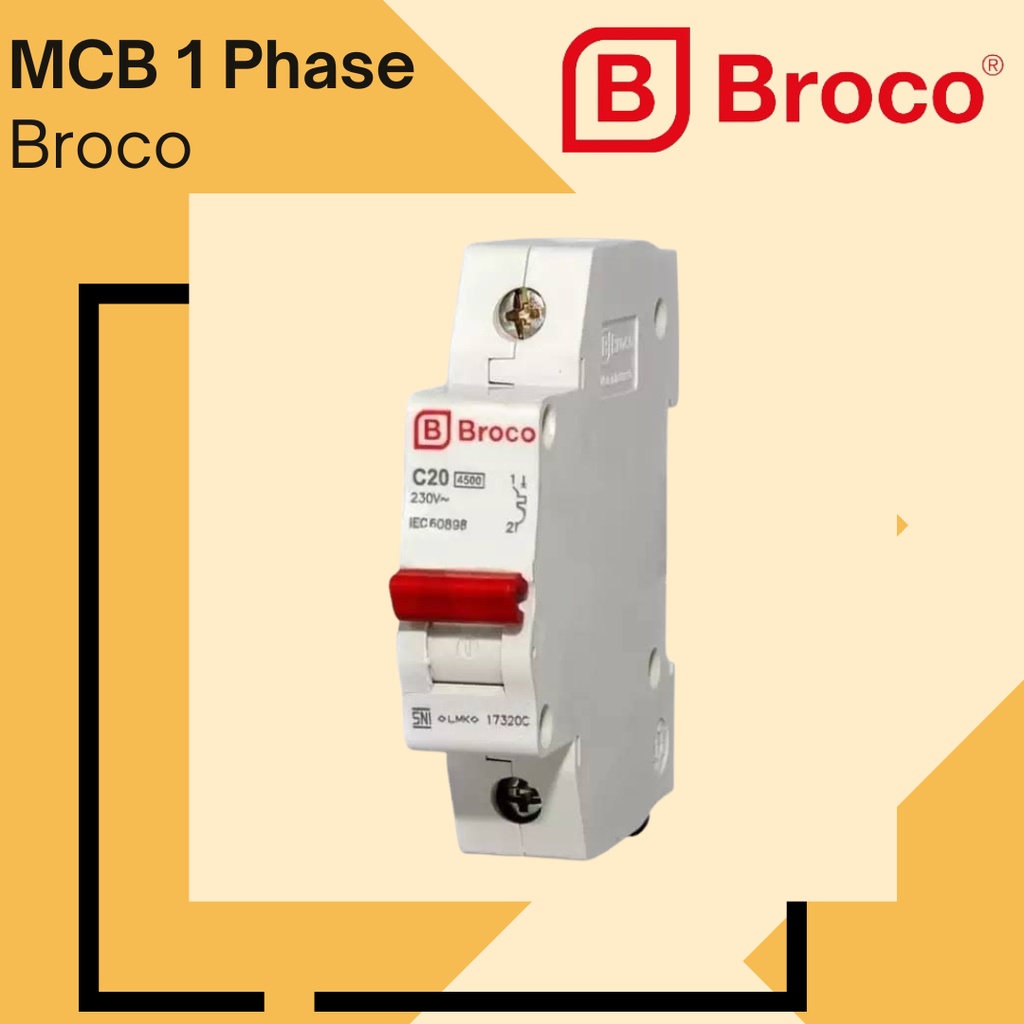 Jual MCB BROCO MCB 1P 2A, 4A, 6A, 10A, 16A, 20A, 25A, 32A, 40A | Shopee ...