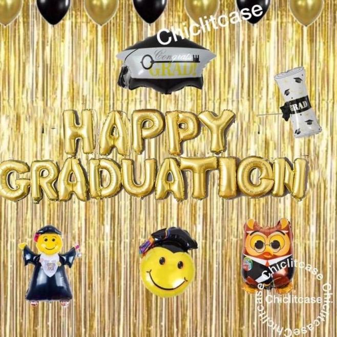 Jual set paket balon happy graduation kelulusan wisuda sekolah kuliah ...