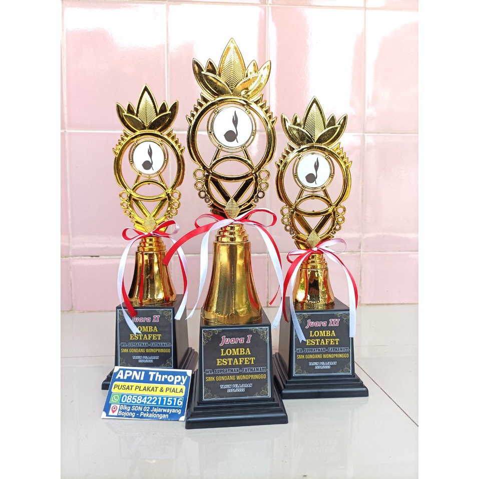 Jual Trophy Piala Lomba Juara 1 2 3 Set Free Desain Stiker + Hiasan ...