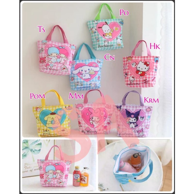 Jual TAS BEKAL SANRIO HELLOKITTY MYMELODY CINNAMONROLL KUROMI TWINSTAR POMPURIN | Shopee Indonesia