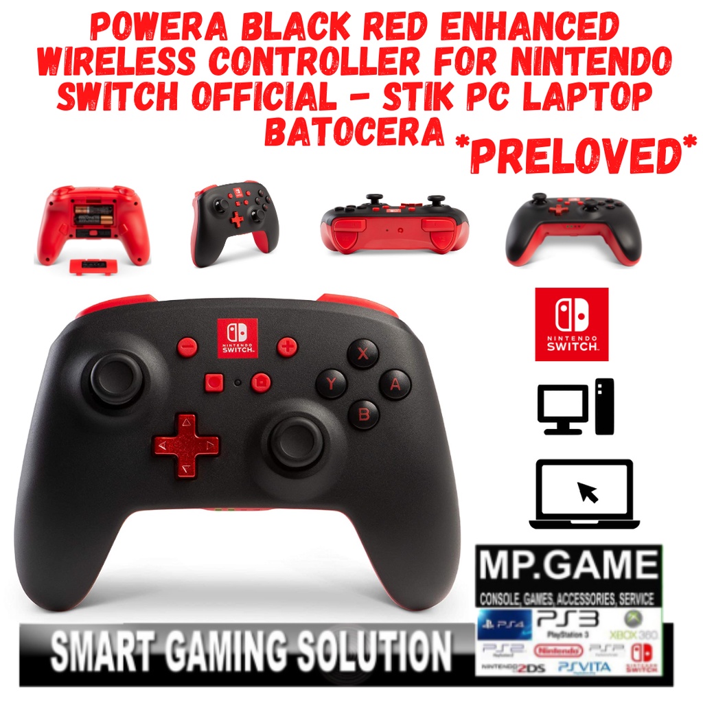 Jual PowerA Black Red Enhanced Wireless Controller Nintendo Switch PC ...