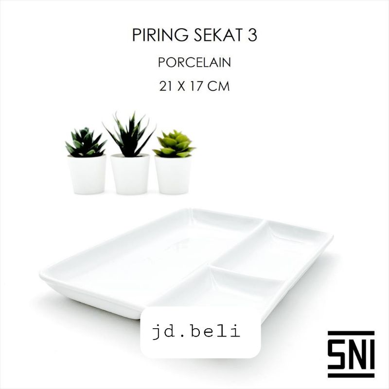 Jual Piring saji keramik/Piring saji lauk sekat tiga/Piring porcelain ...