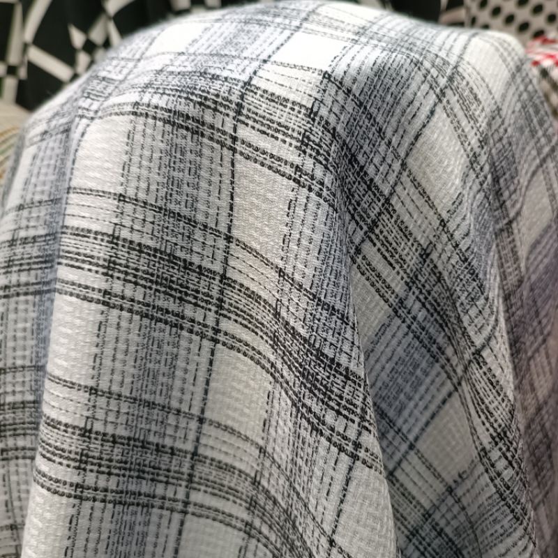 Jual BAHAN KAIN TWEED WOLL DASAR HITAM PUTIH ( HARGA UNTUK 0,5 METER ...