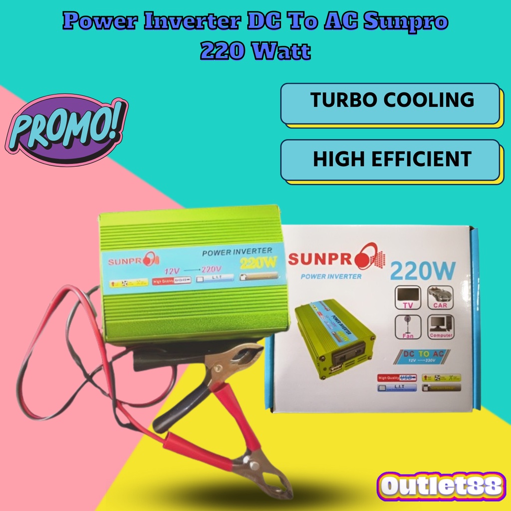 Jual Sunpro Power Inverter 12V 220W DC 12V TO AC 220V Pengubah Arus dari Aki Ke Listrik Inventer ...