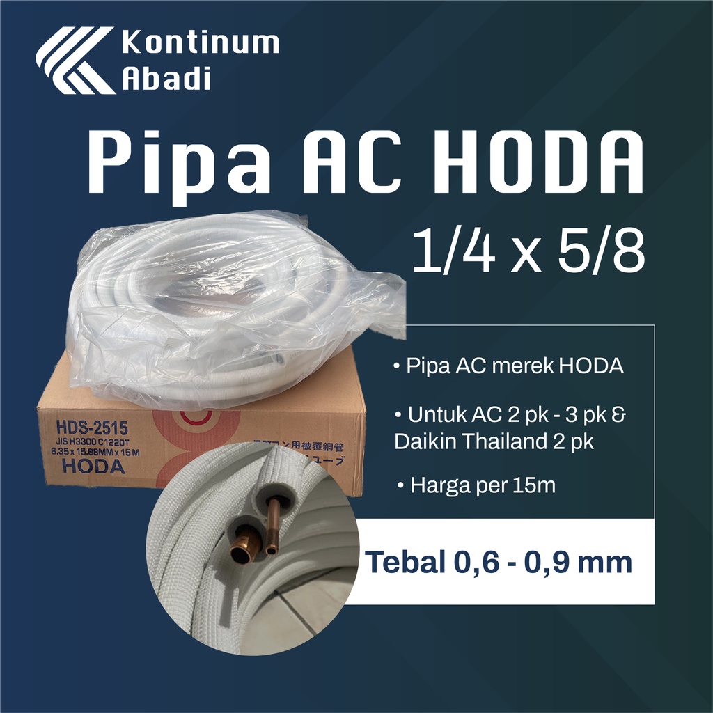 Jual PIPA AC HODA 1/4 x 5/8 UNTUK AC 2 PK - 3 PK | 15m | Shopee Indonesia