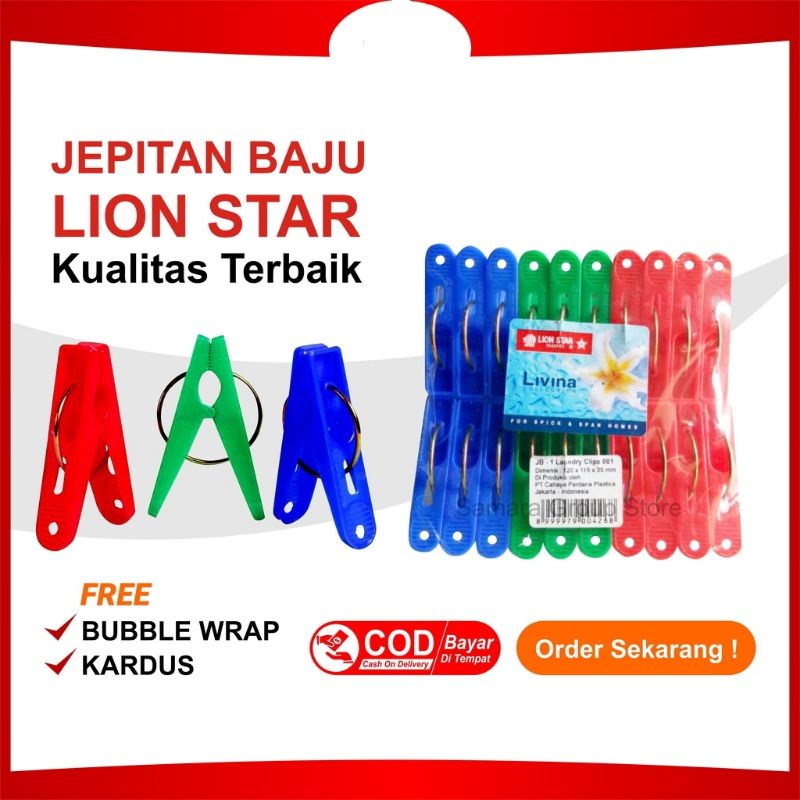 Jual Penjepit Baju / Jepitan Baju Merk Lion Star Isi 20 Pcs | Shopee ...
