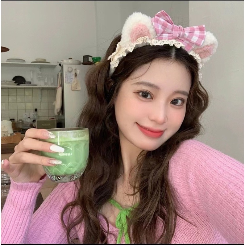 Jual Town Shell - Butter Panda Korean Fluffy Cute Bear Head band ...