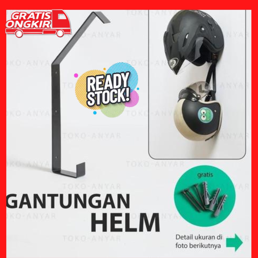 Jual Tempat Helm Rak Besi Motor gantungan helm dinding - Putih-Rak Helm ...