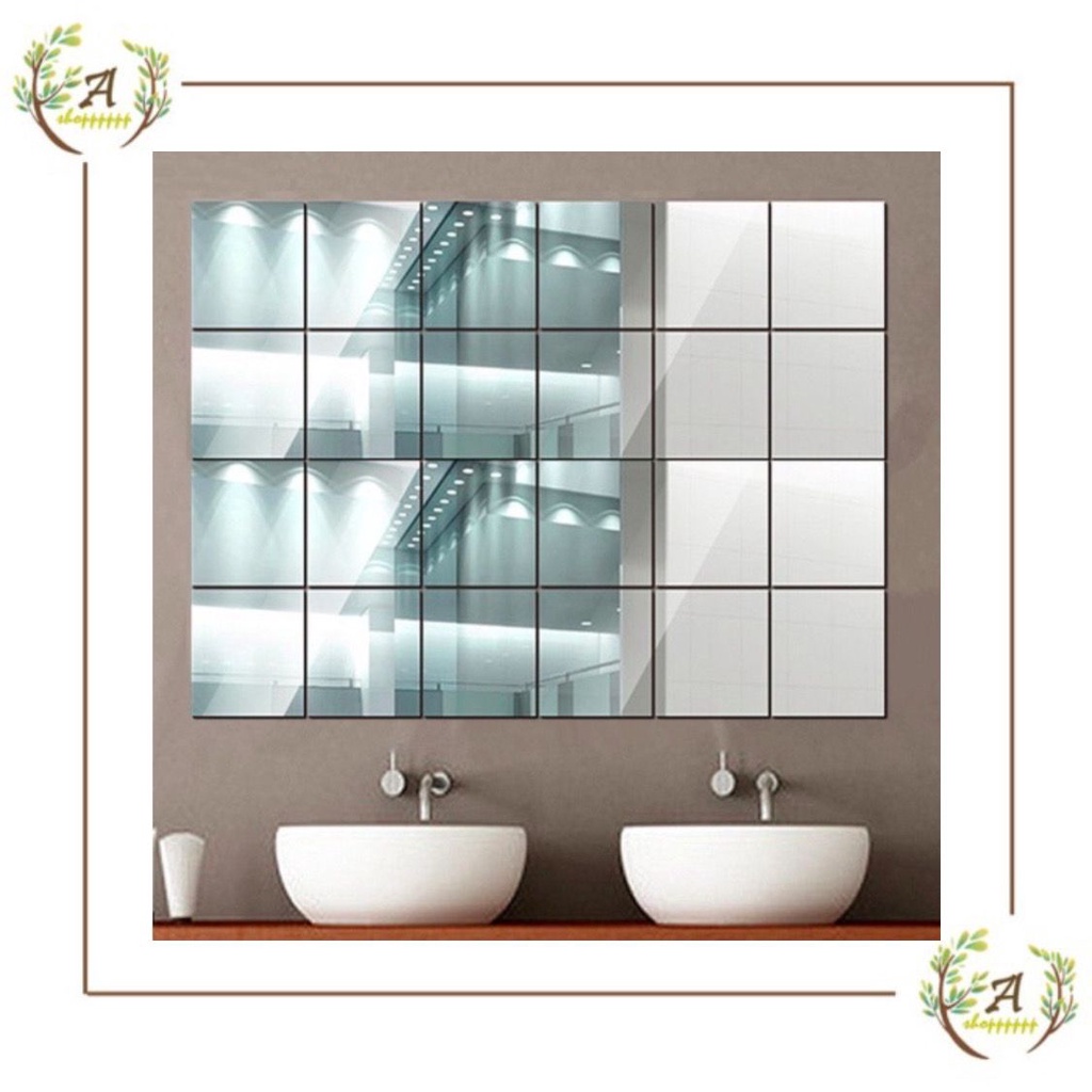 Jual stiker cermin dinding sticker dekorasi kaca mirror wall sticker ...
