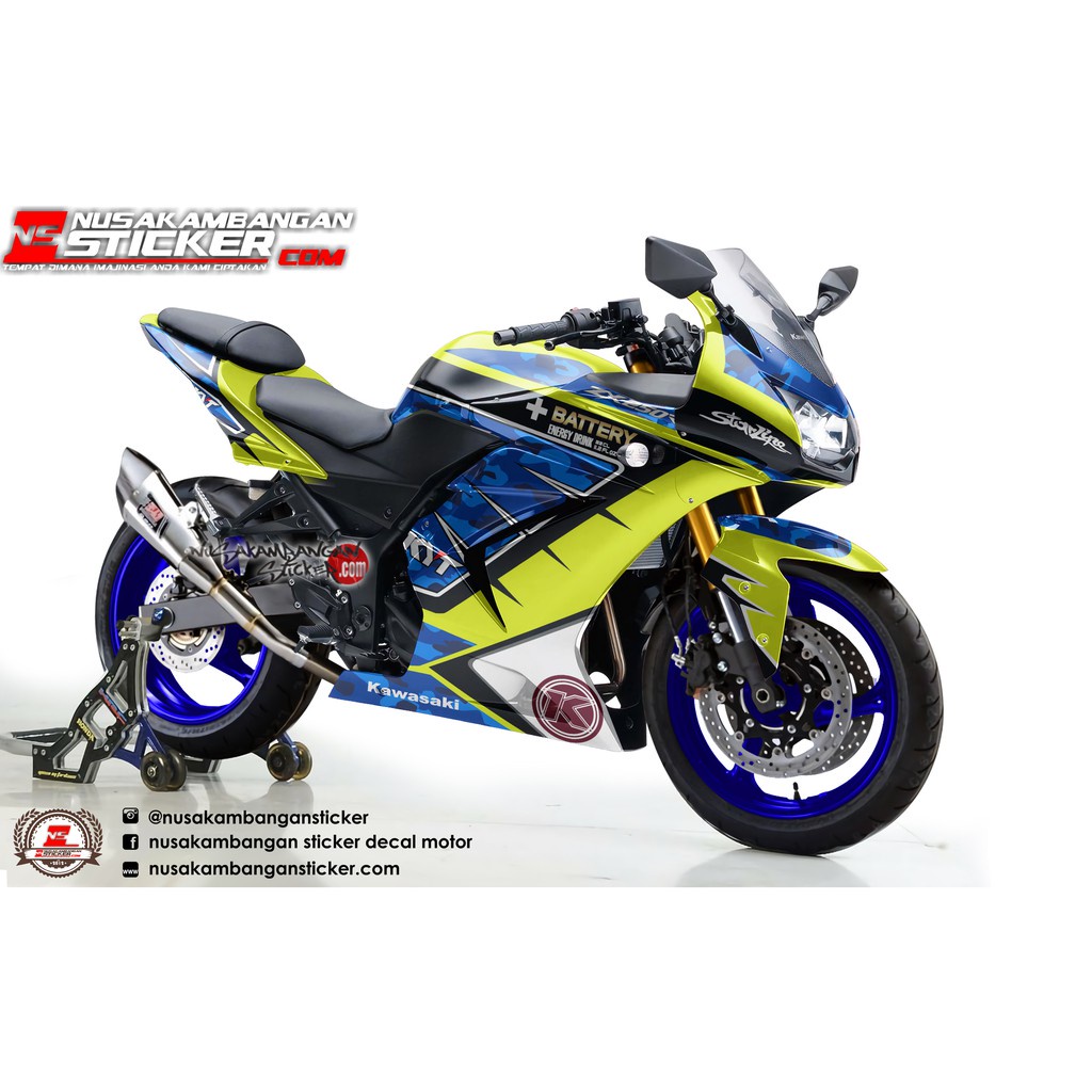 Jual STIKER DECAL SEPEDA MOTOR KAWASAKI NINJA 250 KARBU FULL BODY BIRU ...