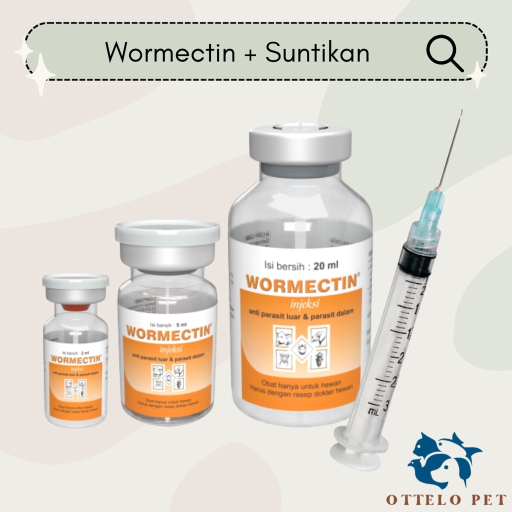 Jual Wormectin 2ml 5 ml 20 ml Obat Kutu Scabies Gudik Cacing Parasit ...