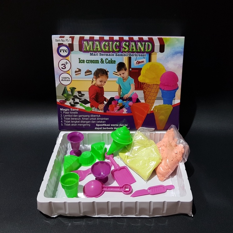 Jual Mainan Anak Pasir Kinektik - Mainan Magic Sand Ice Cream & Cake Buah Kue Binatang Laut ...