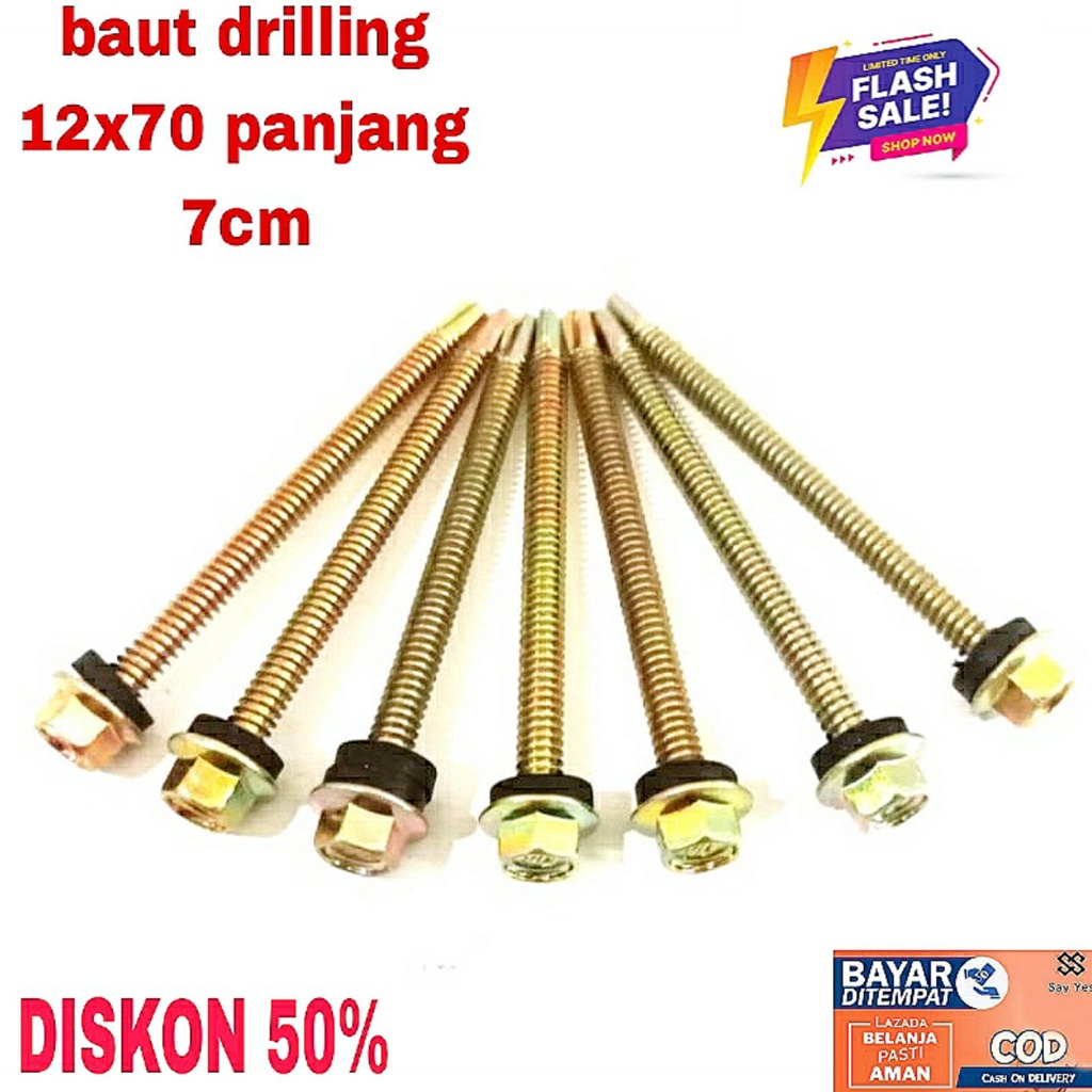 Jual 1 dus baut rofing 12x70 panjang 7cm isi 300pcs baut isi 300pcs ...