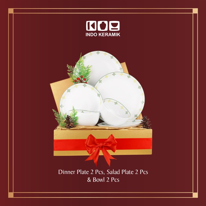Jual Indo Keramik Hampers/Parcel Piring Keramik Set Diamond Green ...