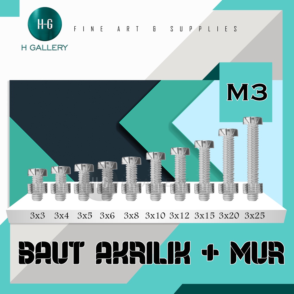 Jual BAUT / MUR AKRILIK M3 TRANSPARAN 3MM, 4MM, 5MM, 6MM, 8MM, 10MM, 12MM, 15MM, 20MM, 25MM ...