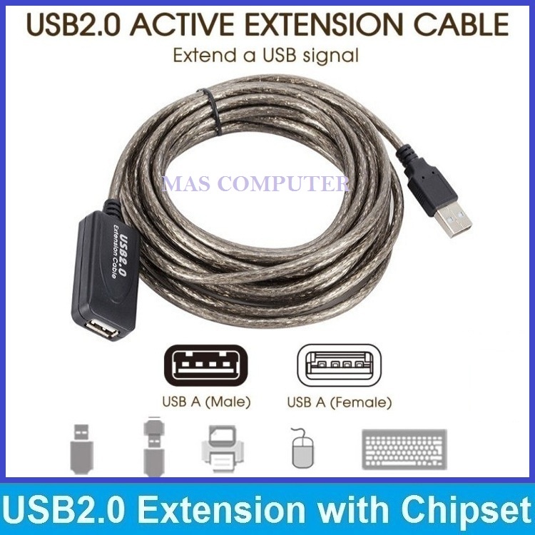 Jual Kabel USB 2.0 Aktif 10 Meter Extender with Chipset Extension ...