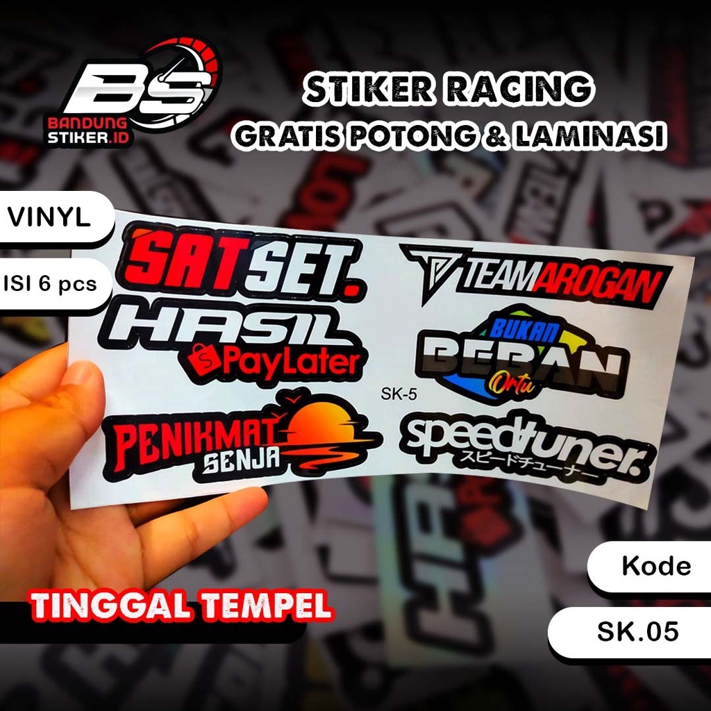 Jual STIKER RACING ISI 6 BAHAN VINYL // BISA CUSTOM | Shopee Indonesia