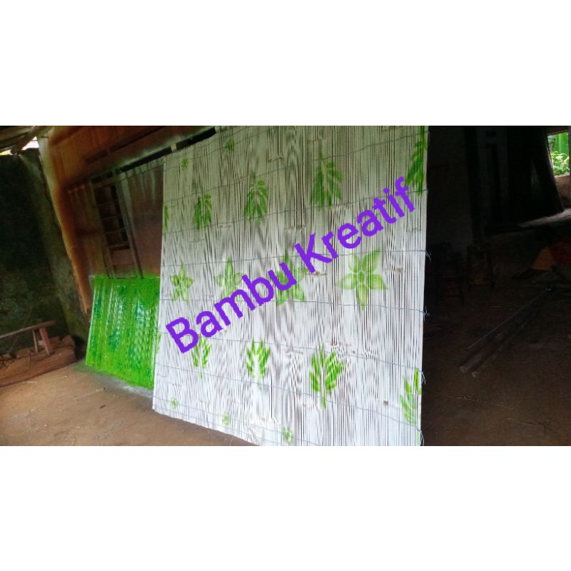 Jual tirai bambu/kerey/kerai MOTIF BUNGA/MINIMALIS ukuran Lebar 1x2 ...