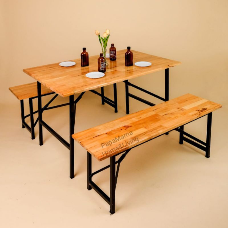 Jual Meja Makan Kayu Lipat - Meja Cafe - Kursi Panjang Lipat - Kursi Tunggu - Meja Kayu ...