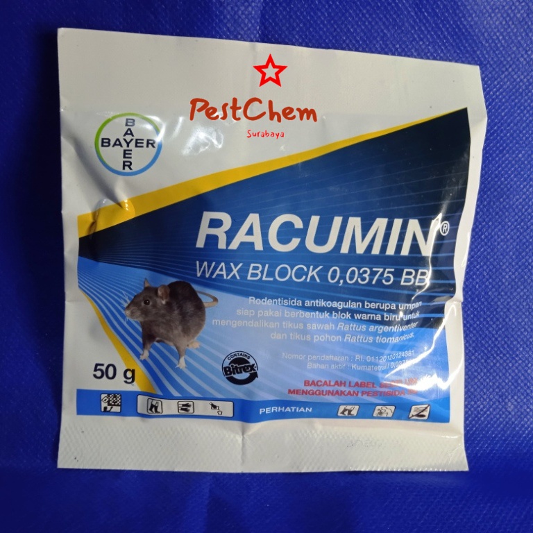 Jual Racumin Wax Block 0,0375 BB 50 gr Racun Tikus Ampuh Kumatetralil ...