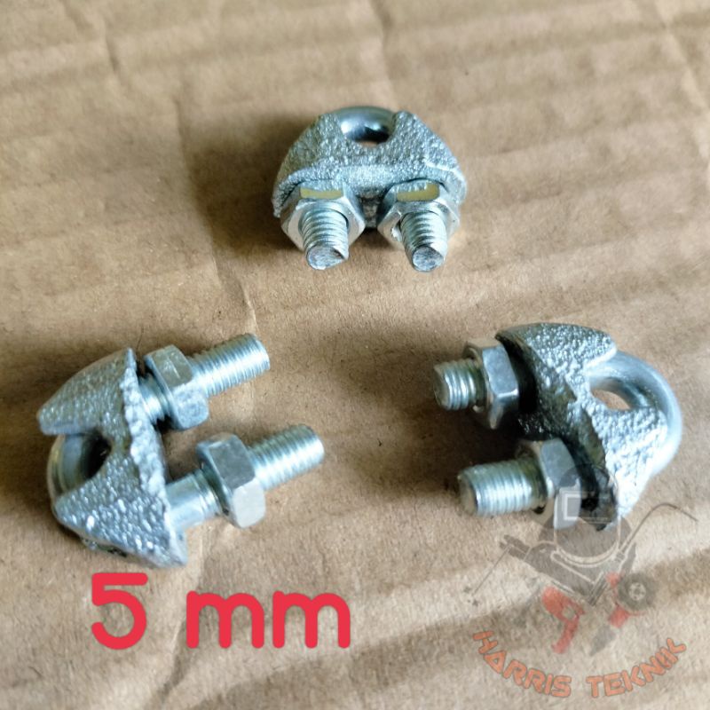 Jual Klem seling sling baja galvanis kuku macam / clip wire rope 5mm 5 ...