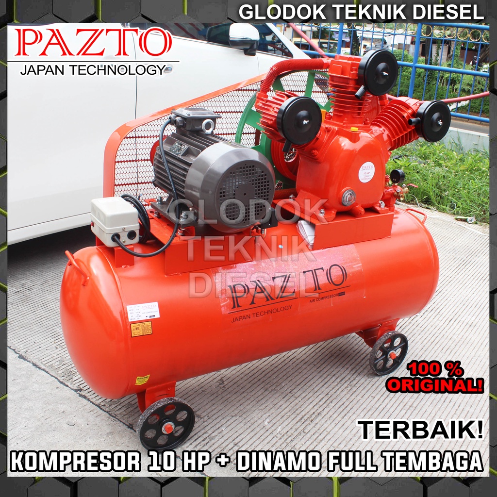 Jual PAZTO Kompresor Angin 10 HP + Dinamo Motor Tembaga Compressor ...