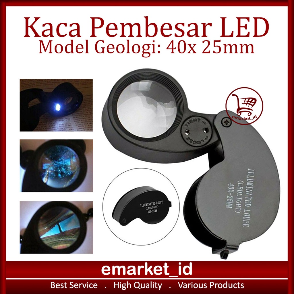 Jual Kaca Pembesar Geologi LED 40x 25mm AE77 / Illuminated Lipat ...
