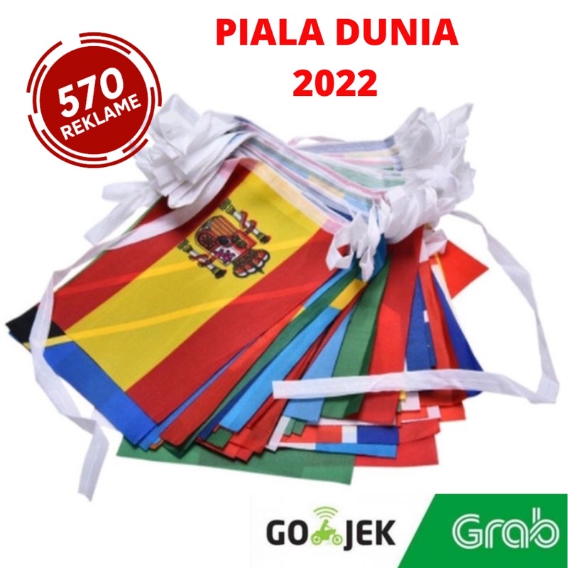 Jual Bendera Piala Dunia 32 Negara 2 sisi Printing Bendera Gantung ...