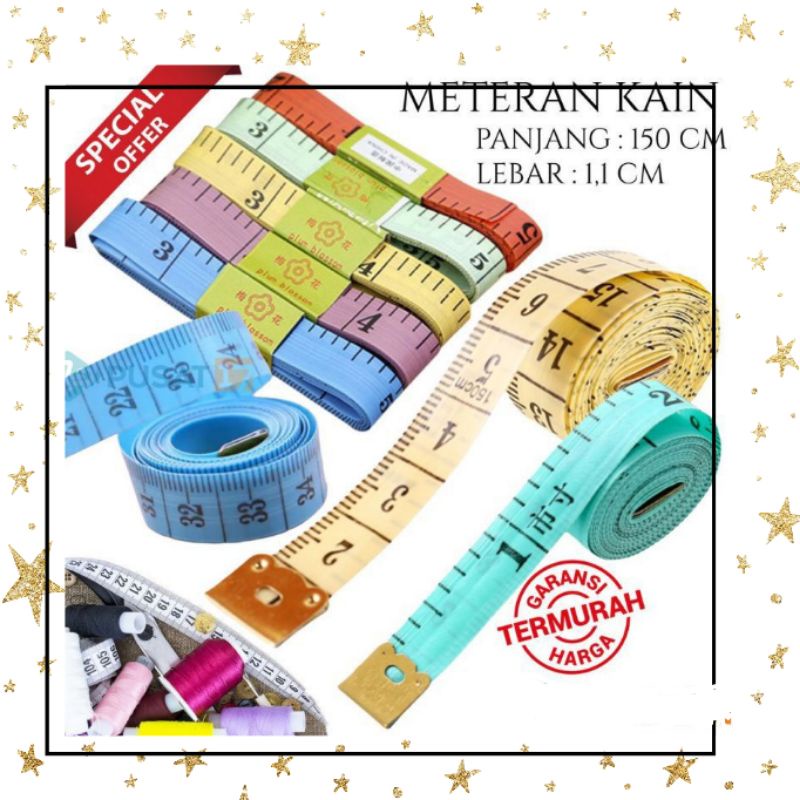 Jual METERAN JAHIT / METERAN KAIN ALAT UKUR MULTIFUNGSI 150CM / METERAN ...