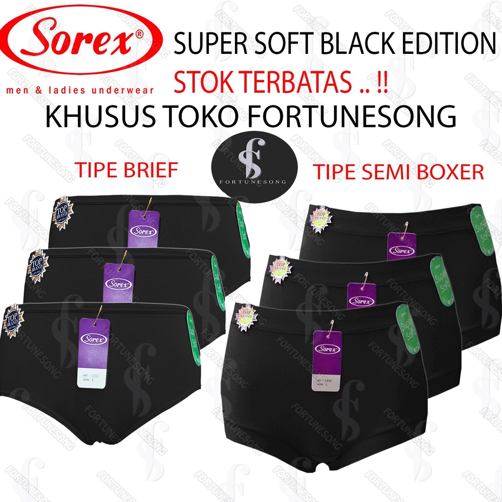 Jual [Pilih tipe ] Sorex- 3 Pcs Celana Dalam Wanita Sorex Khusus Hitam | Shopee Indonesia