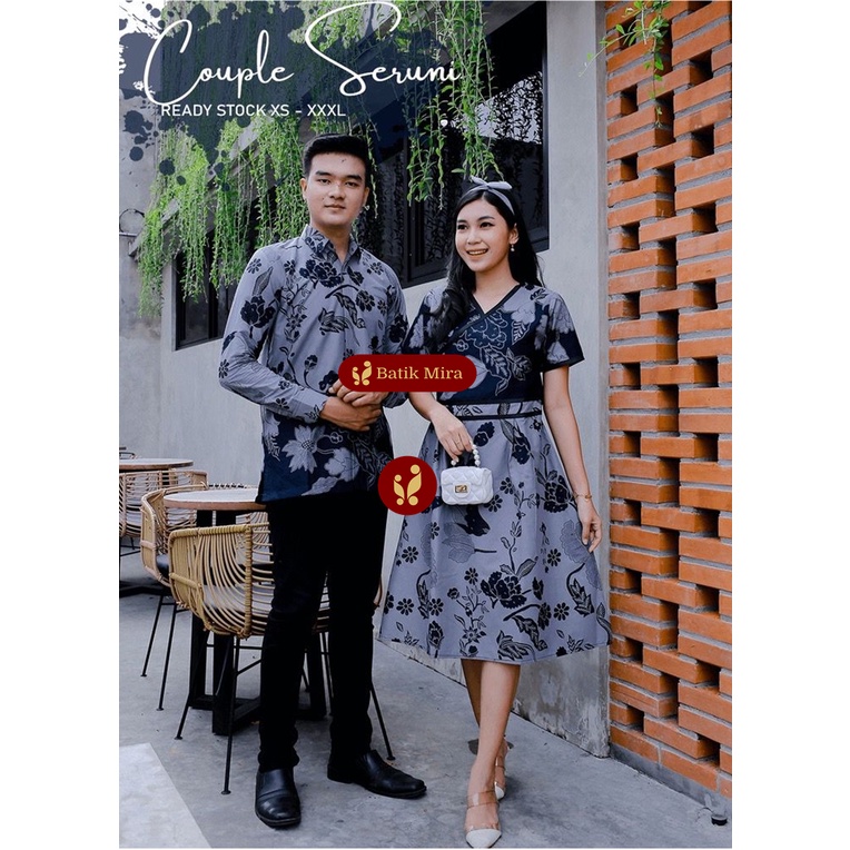 Jual BATIK COUPLE PREMIUM| DRESS FULL TRIKOT DAN KEMEJA FULL FURING| COUPLE SERUNI BATIK MIRA ...