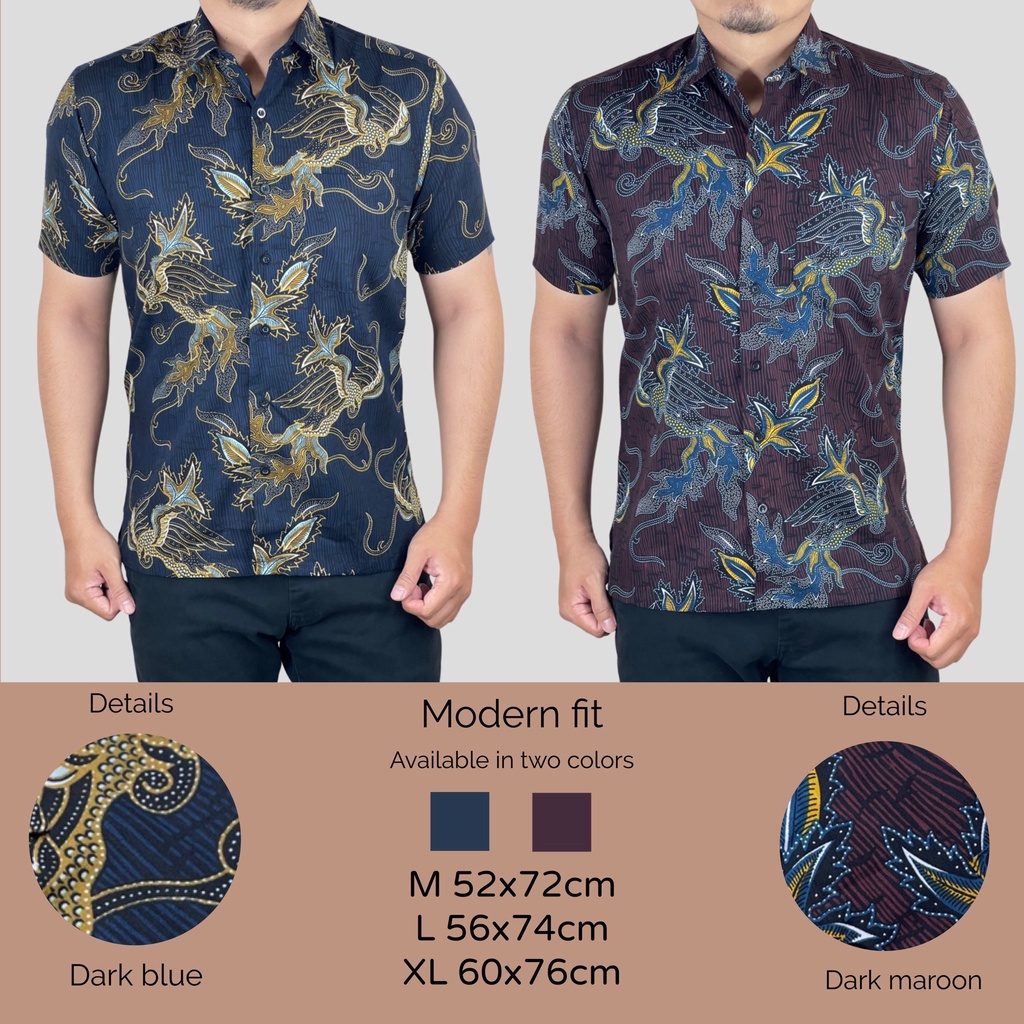 Jual LAFINO BASIC - KEMEJA BATIK PRIA MODERN FIT LENGAN PENDEK / HEM ATASAN BATIK PRIA CORAK ...